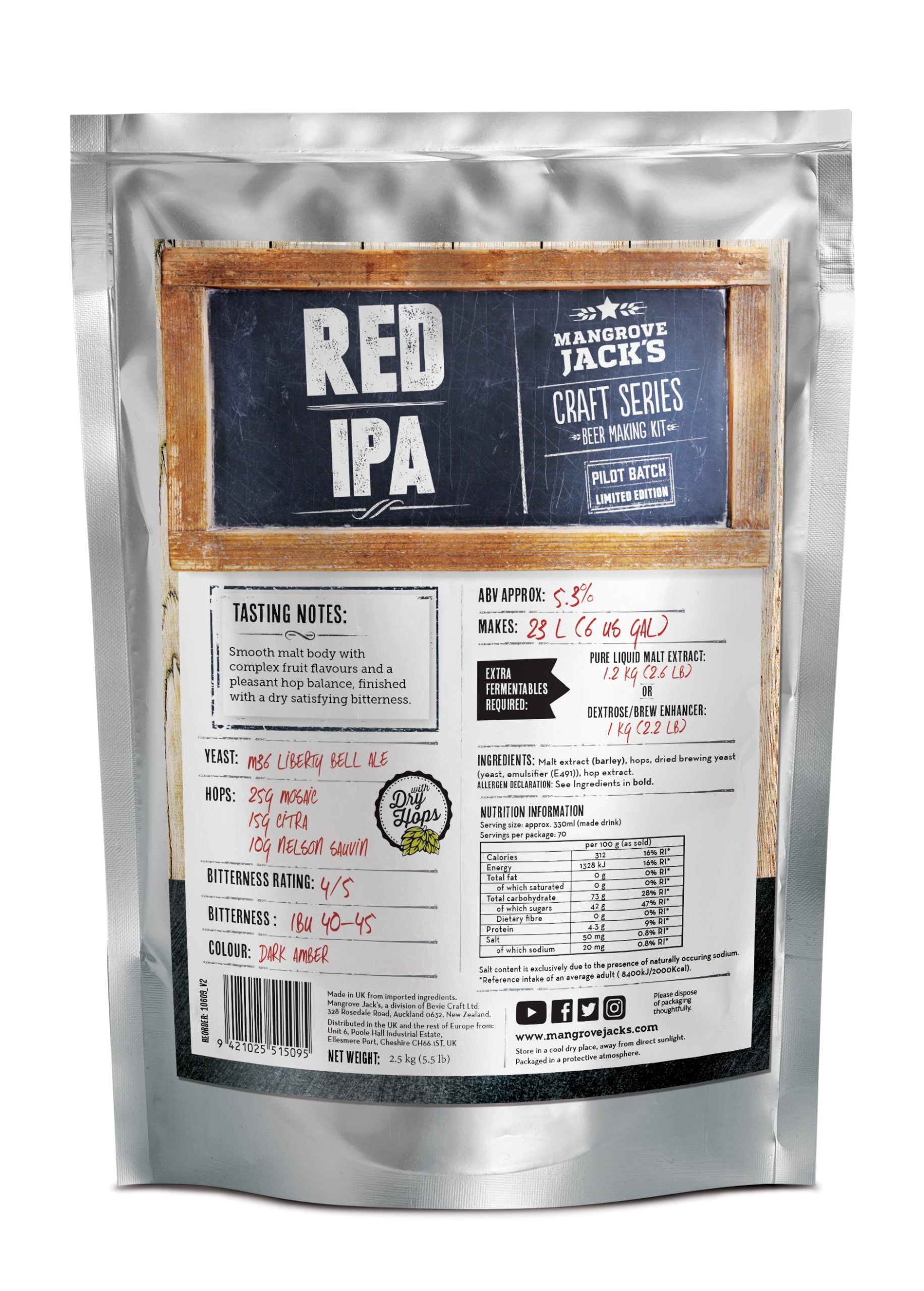 Red IPA Beer Kit - Mangrove Jack's Craft Series, 5.3% ABV