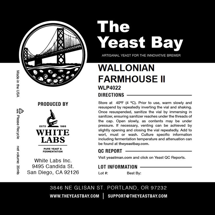 WLP4022 Wallonian Farmhouse II Yeast - Belgian Brewery Strain