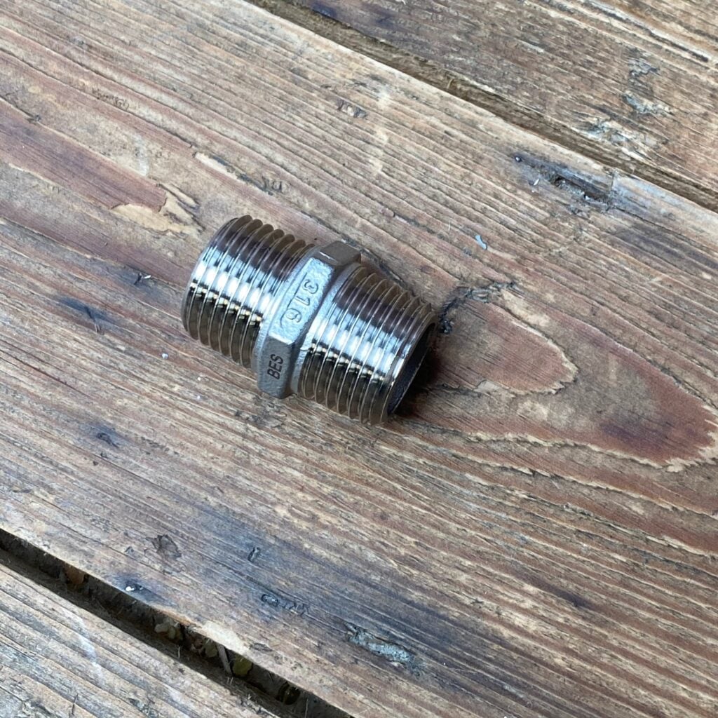 Stainless Steel 1/2" Hex Nipple - Connects 1/2" BSP Threads