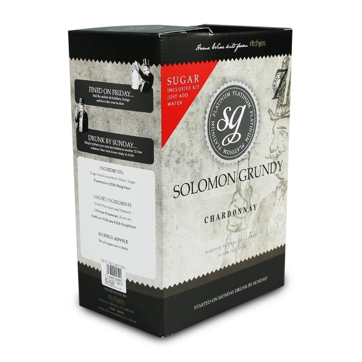 Solomon Grundy Platinum Wine Kit - Chardonnay - 30 Bottle (23L) | The ...