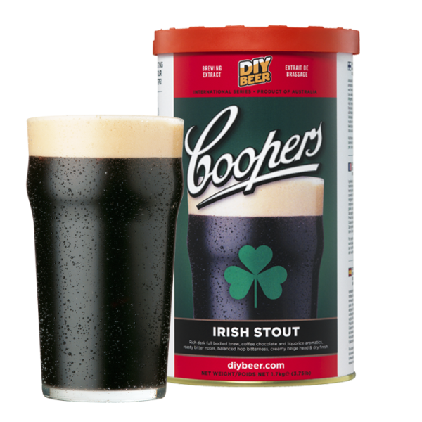 Coopers Irish Stout Beer Kit - Rich Dark Brew with Coffee & Chocolate Notes