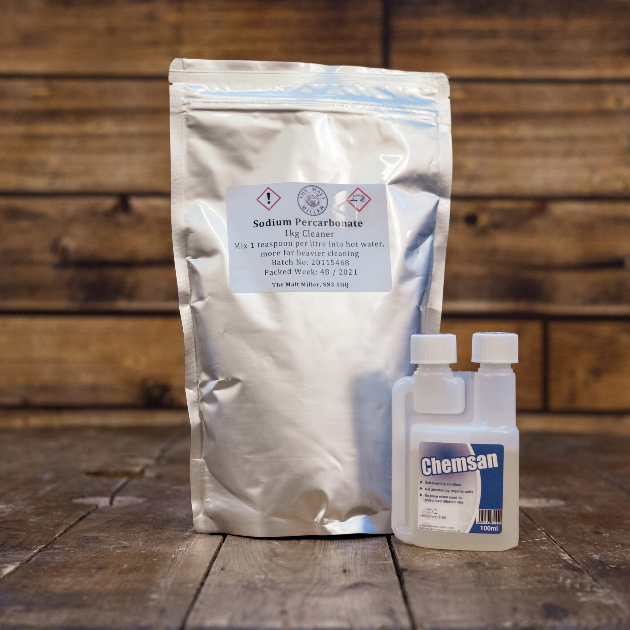 Sodium Percarbonate Cleaner & Chemsan Sanitiser Pack - 1kg/100ml
