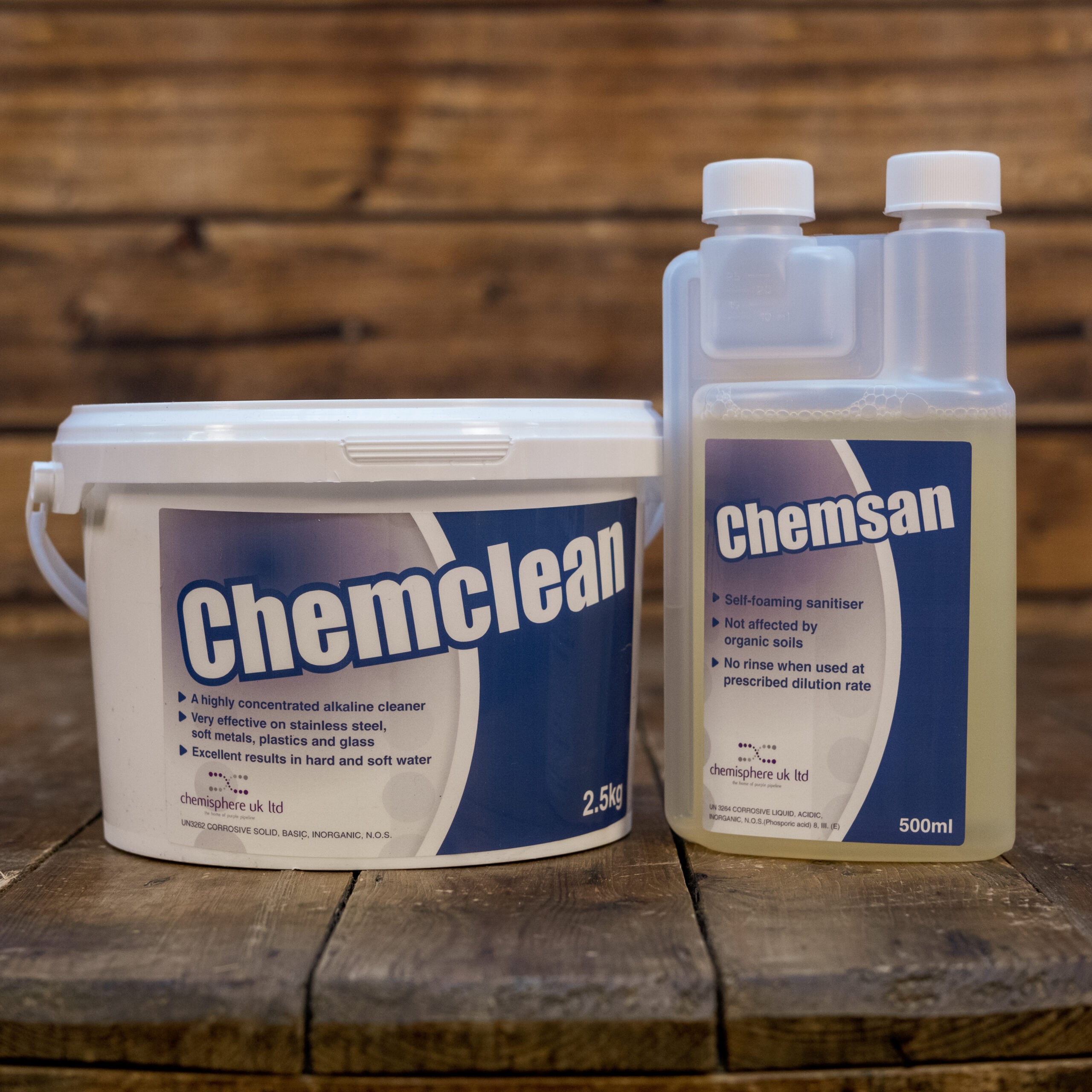 Chemclean 2.5kg and Chemsan No Rinse Sanitiser 500ml Pack | The Malt Miller