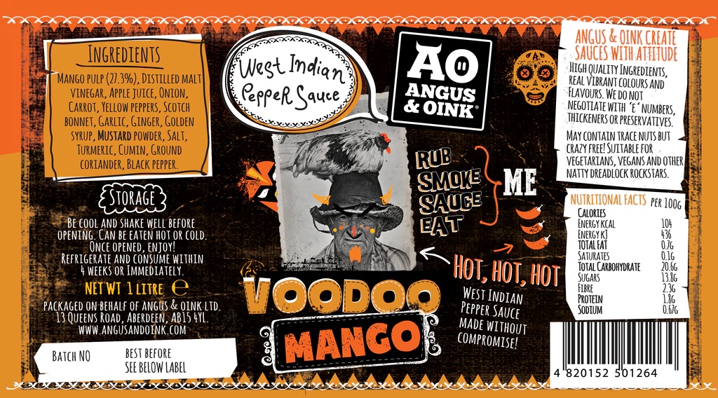 Angus & Oink - VooDoo Mango Hot Sauce 150ml The Malt Miller